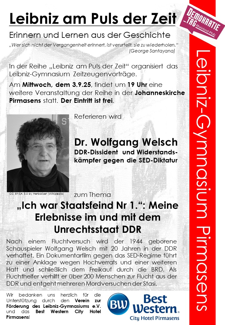 03.09.25: Zeitzeugenvortrag Dr. Wolfgang Welsch | Leibniz-Gymnasium ...